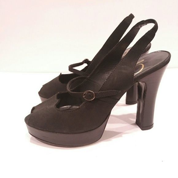 Delman | Shoes | Delman Womens Black Open Toe Heels Black Heel Size 8 ...